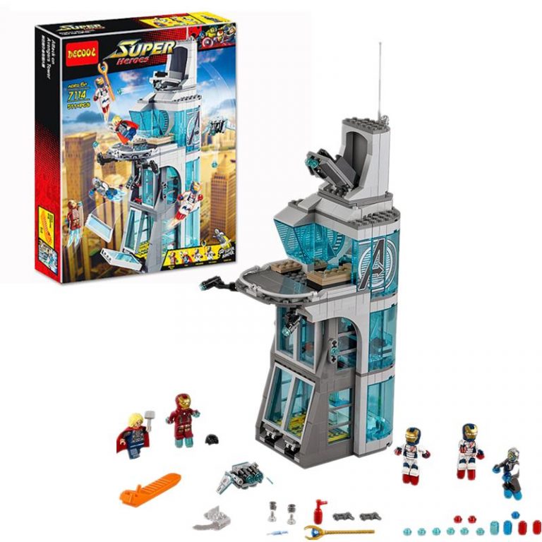 DECOOL 7114 Iron Man Base Attack Avengers Tower buster Super Hero ...